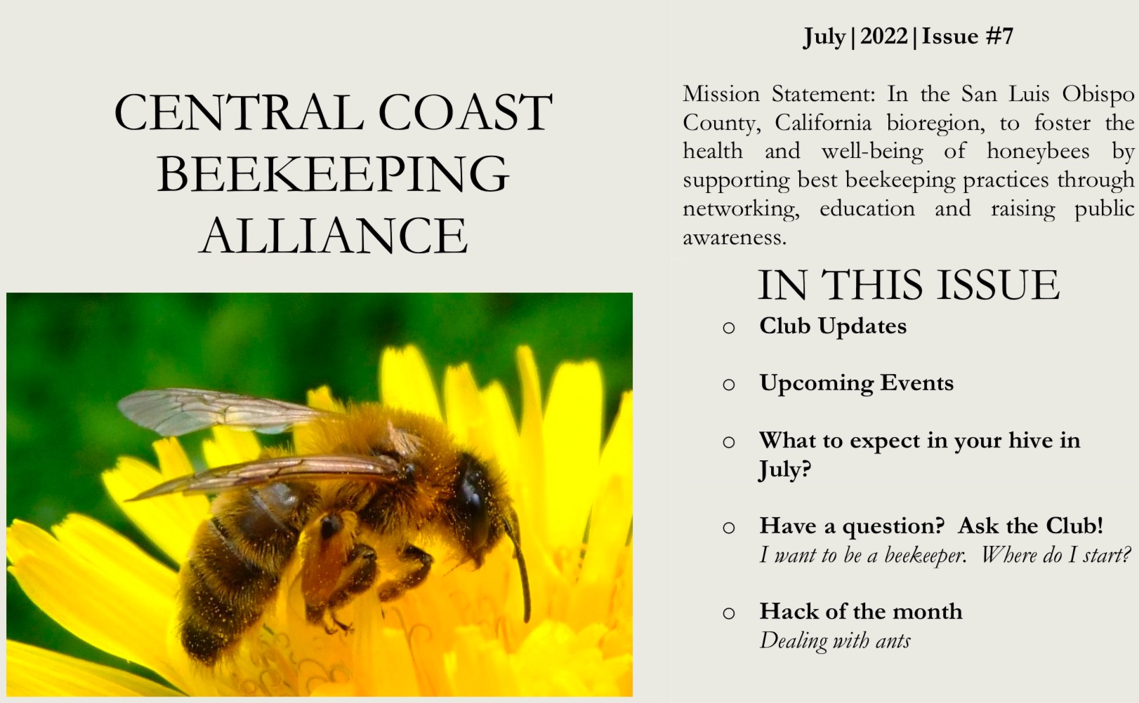 Central Coast Beekeepers' Alliance | To educate and support beekeepers